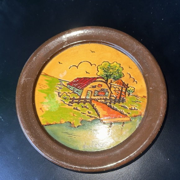 Design | Holland Vintage Handmade Round Colorful Landscape Waterscape ...
